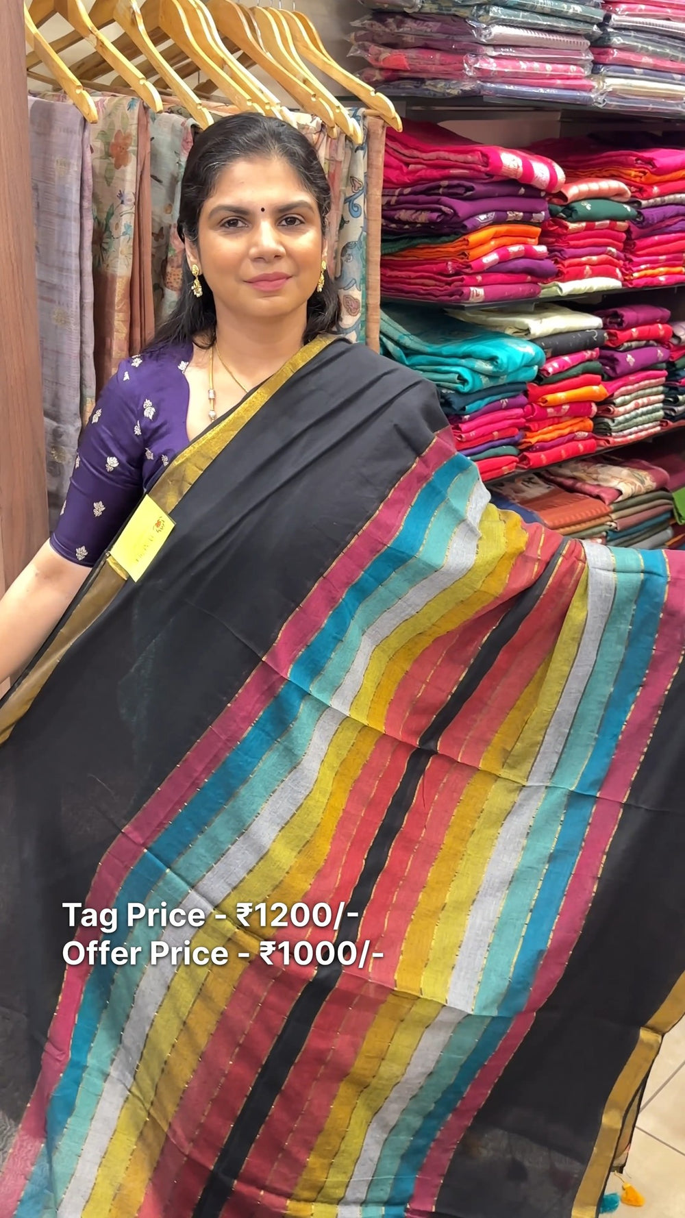 Rainbow Mul Cotton Saree Product Code - TTDS2825 Tag Price @ Rs.1...