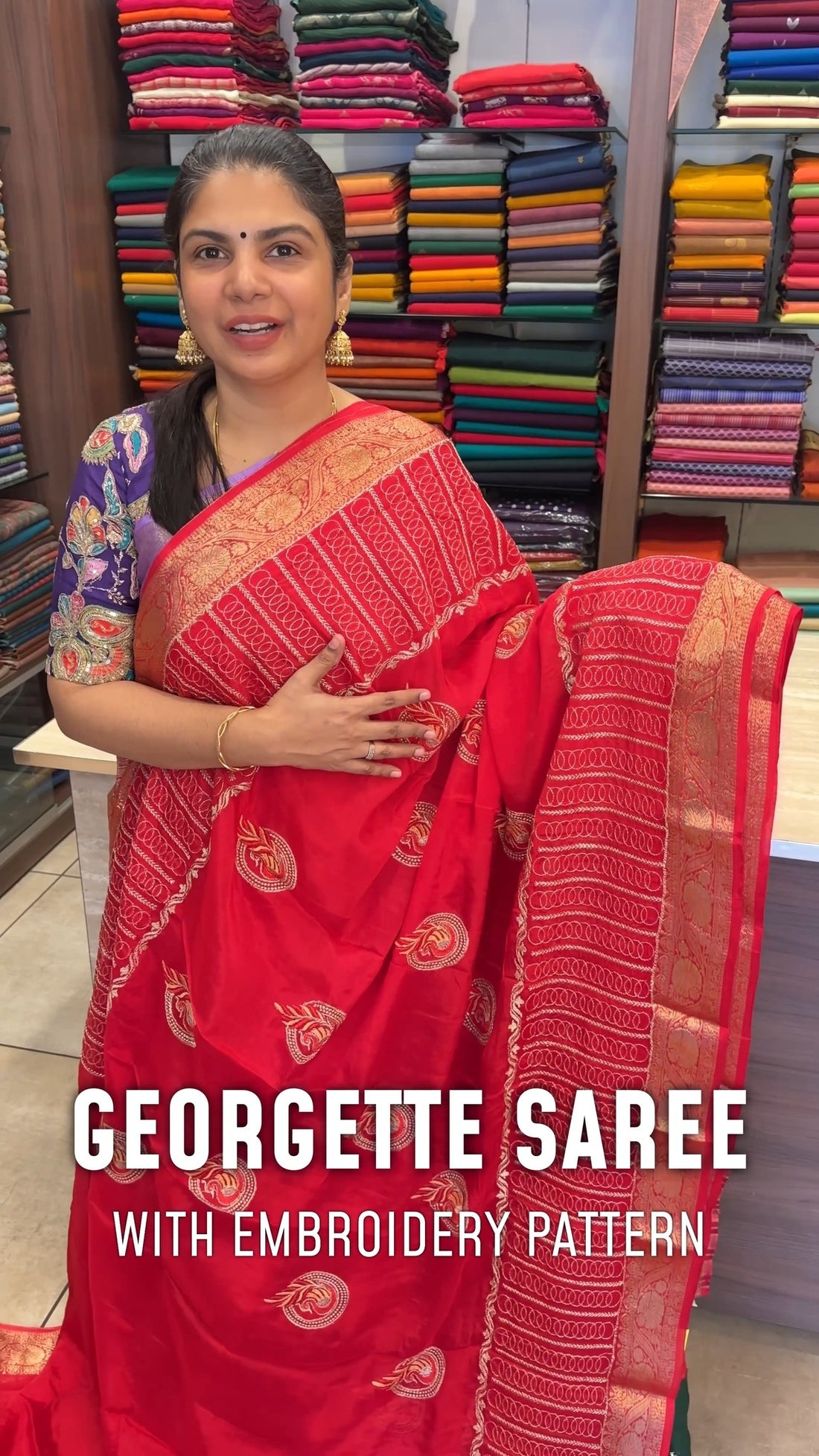 Georgette Saree with Embroidery Pattern 💖 Stunning Georgette ...