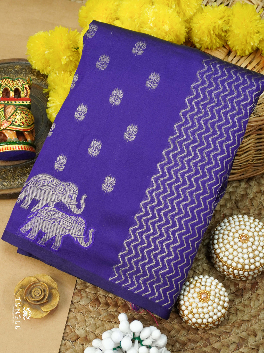 Semi Silk Saree With Elephant Design | TTDS2778