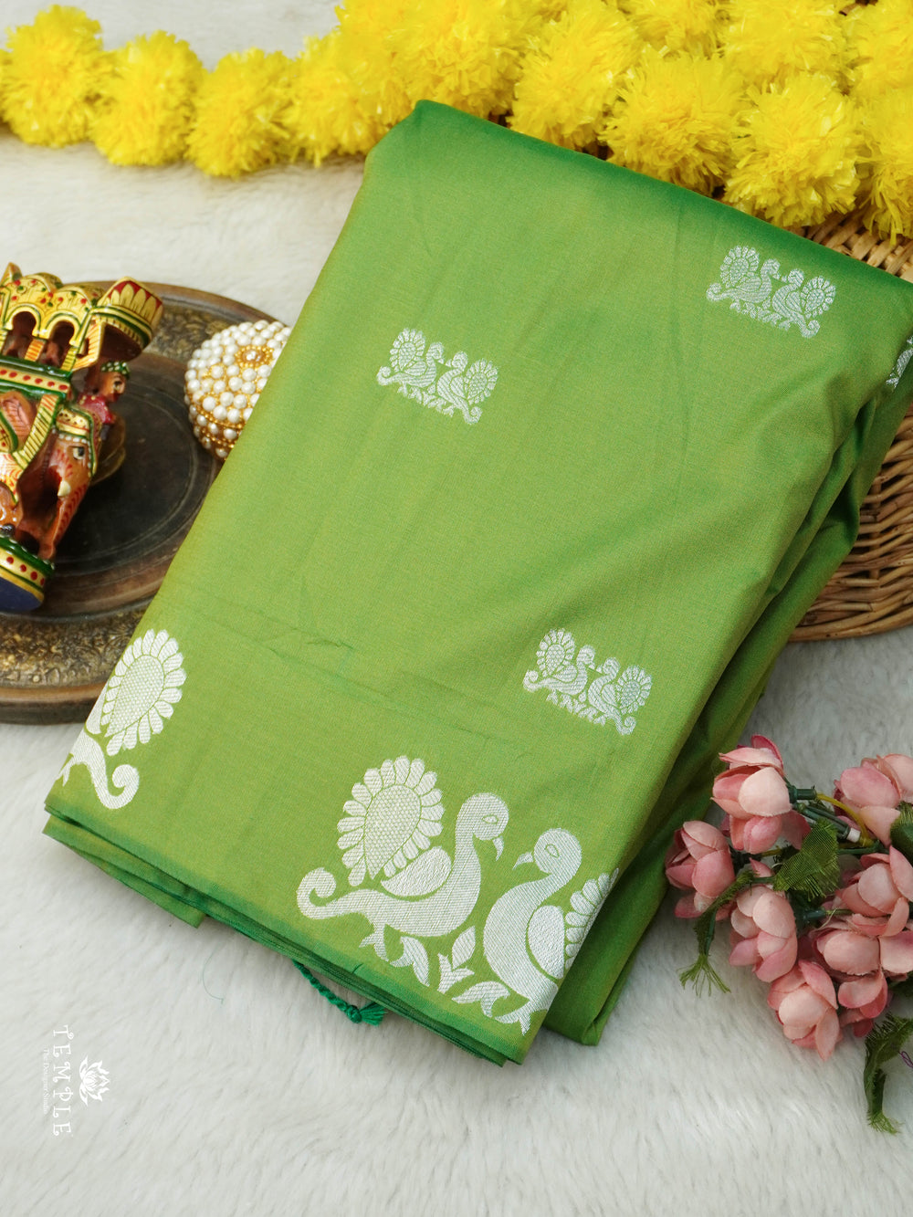 Semi Silk Saree with Peacock Design | TTDS2779