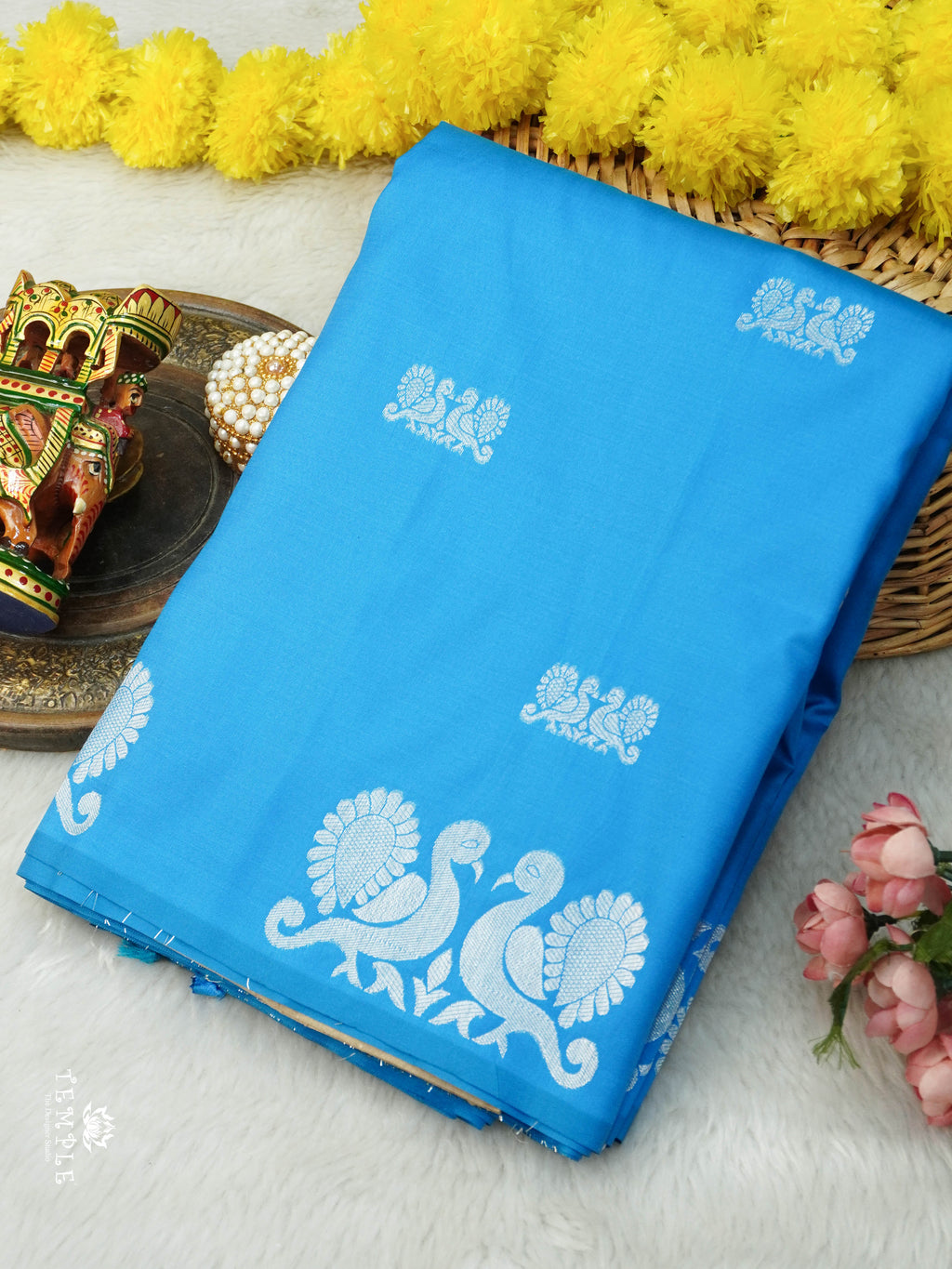 Semi Silk Saree with Peacock Design | TTDS2779
