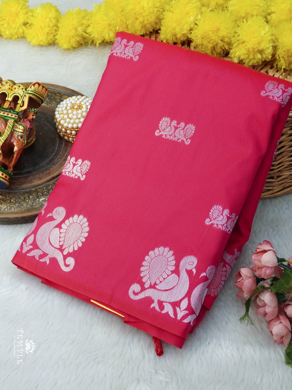 Semi Silk Saree with Peacock Design | TTDS2779