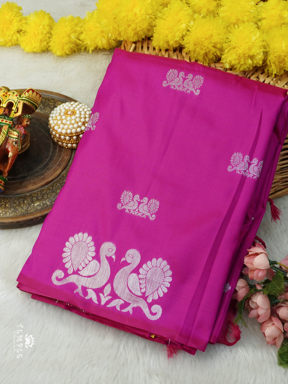 Semi Silk Saree with Peacock Design | TTDS2779